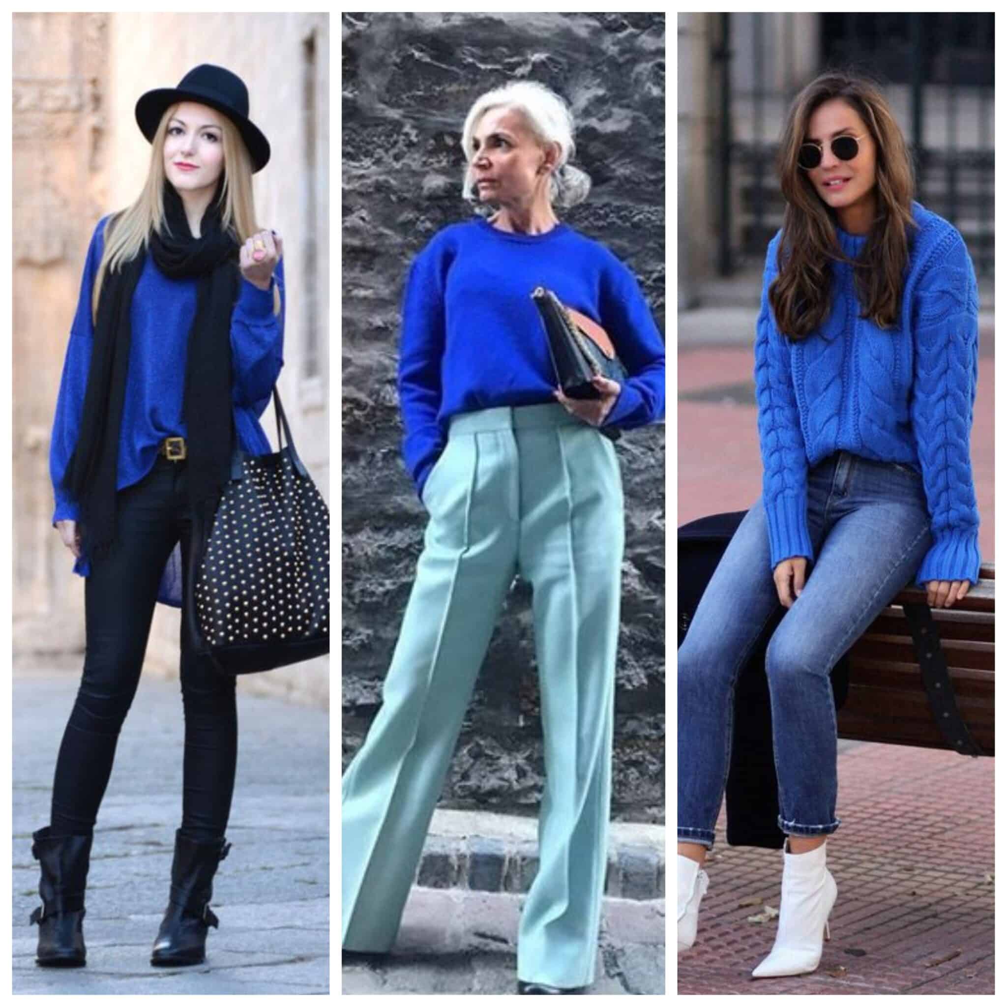 Outfits con sweater azul real 2026 - como combinarlo - Muy Trendy
