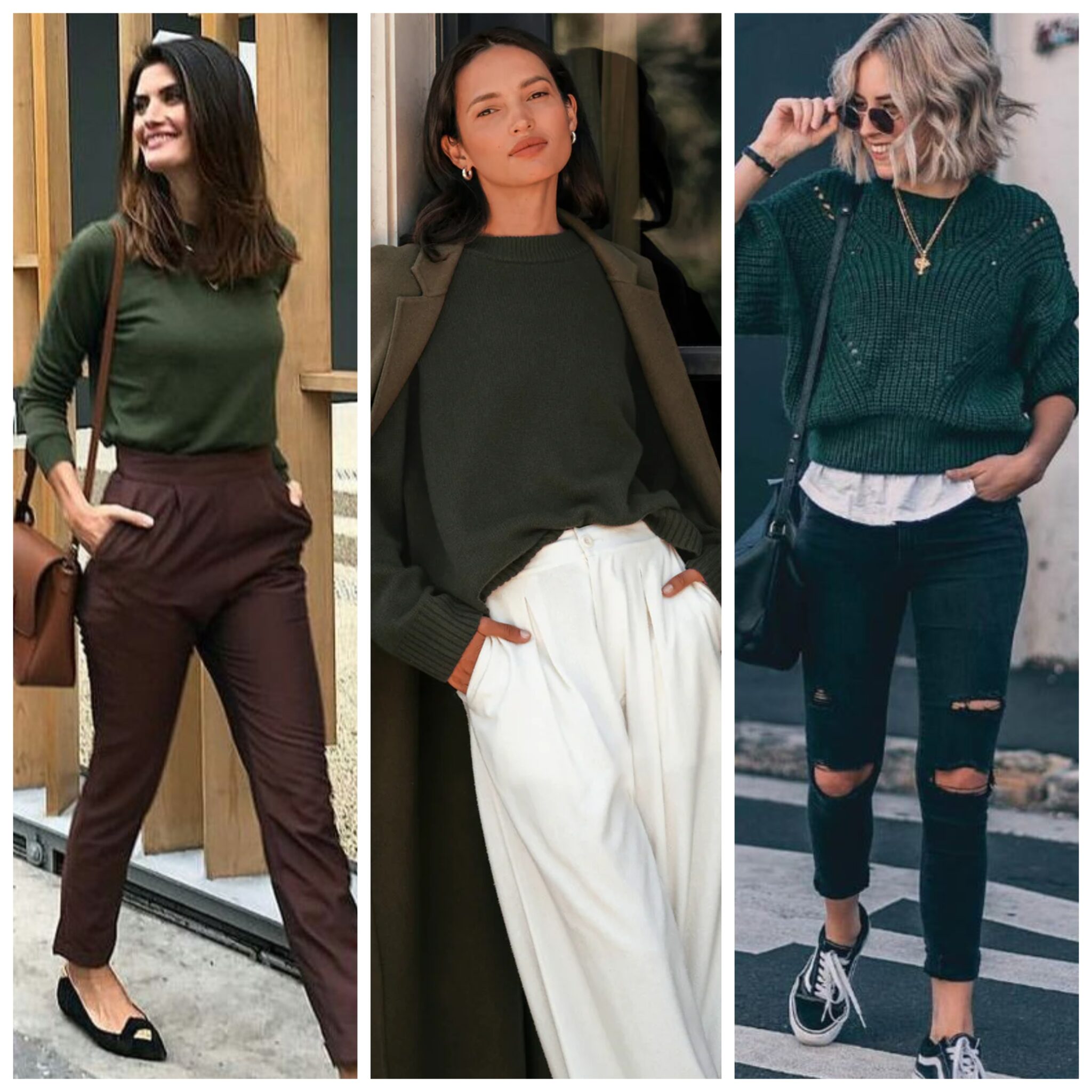 Outfits con pantalón verde oscuro 2025 - Como combinar - Muy Trendy